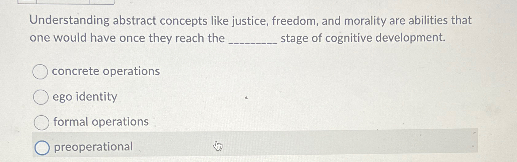 Solved Understanding abstract concepts like justice, | Chegg.com