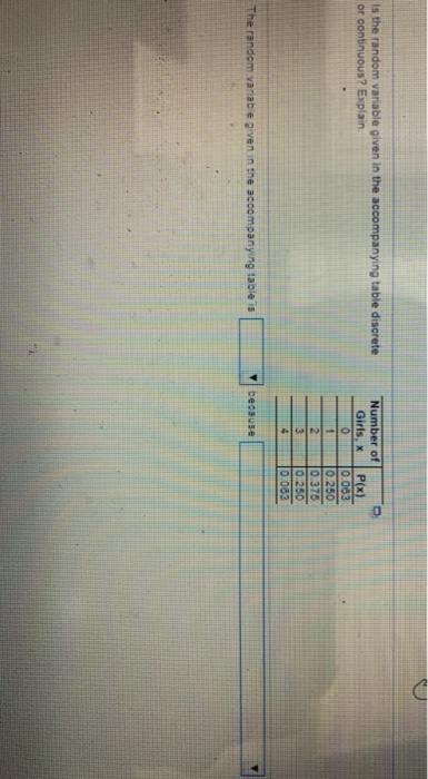 Solved Is the random variable given in the accompanying | Chegg.com