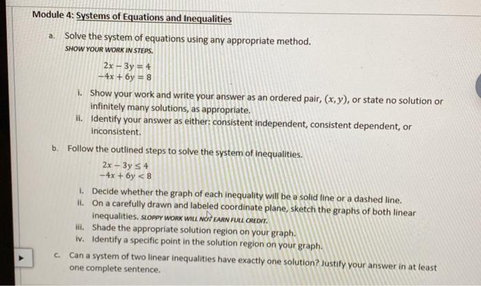 Solved Module 4: Systems of Equations and Inequalities a. | Chegg.com