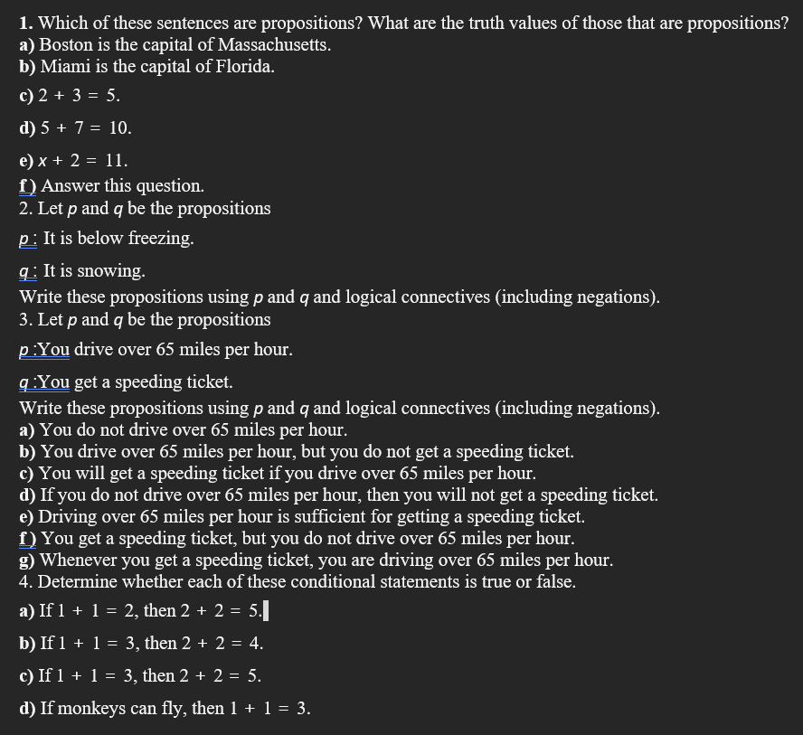 Solved Which of these sentences are propositions? What are | Chegg.com