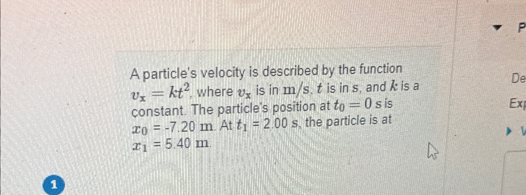 Solved A particle's velocity is described by the function | Chegg.com