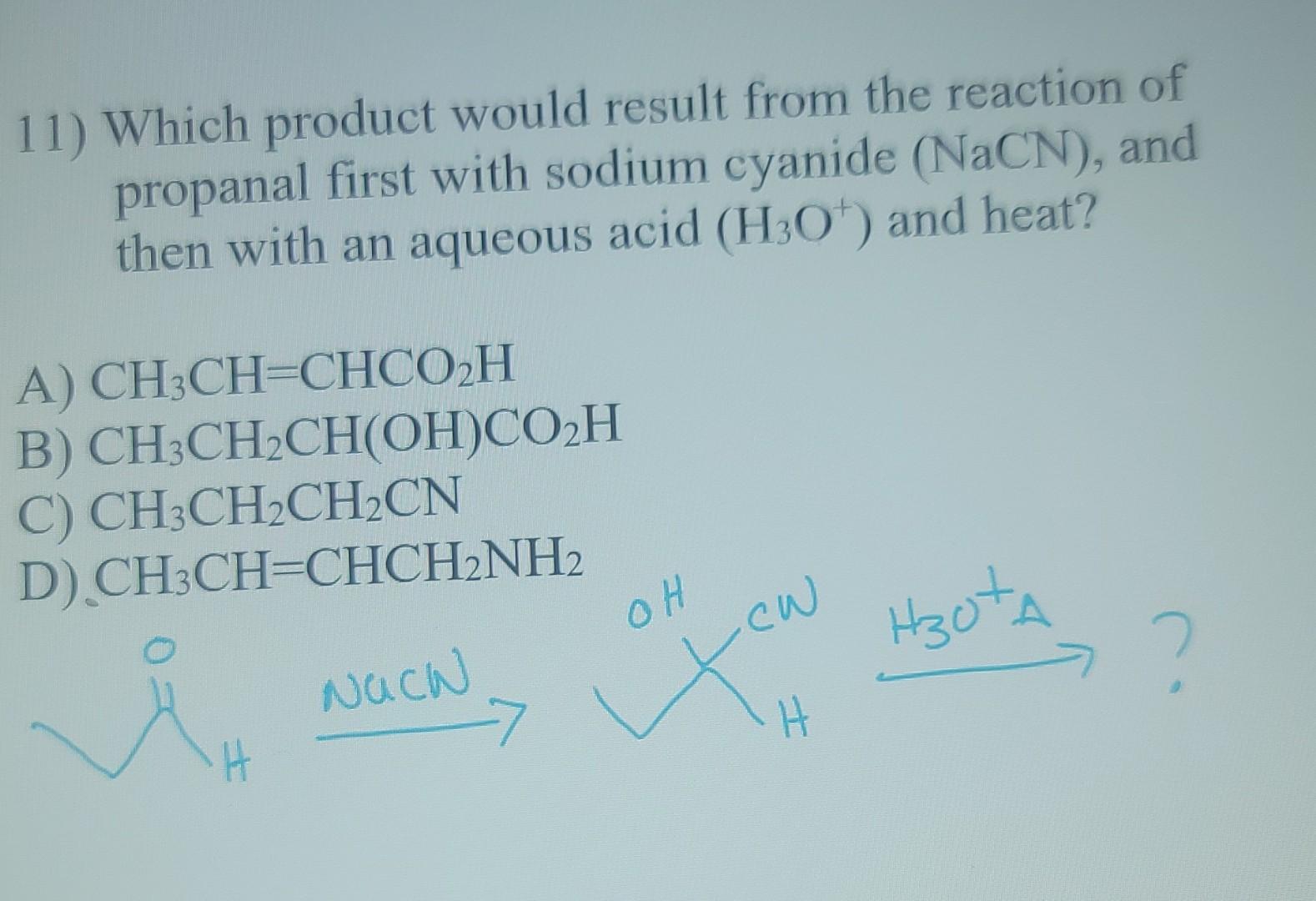 Solved 11) Which product would result from the reaction of | Chegg.com