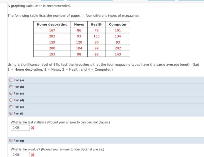 Solved The following table lists the number of pages in four | Chegg.com