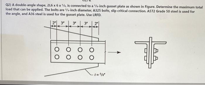 Solved Q2) A double-angle shape, 216 x 6x%, is connected to | Chegg.com