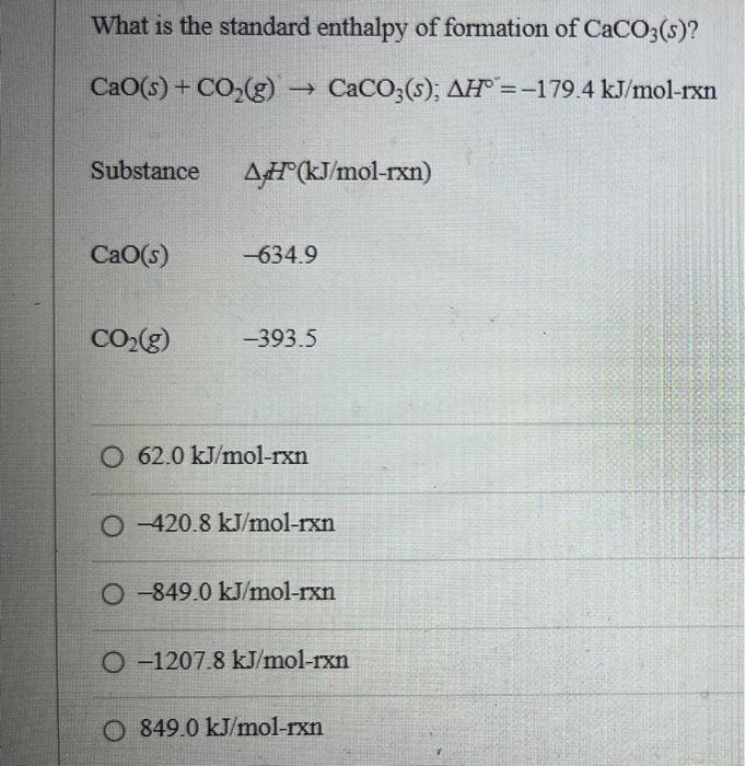 Solved What is the standard enthalpy of formation of | Chegg.com
