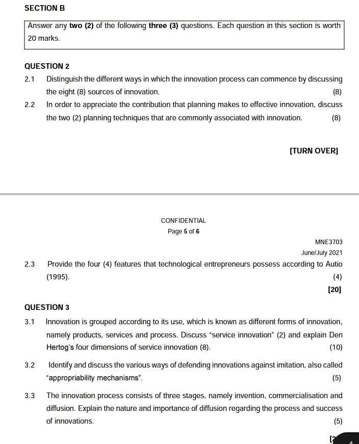 Solved SECTION B Answer any two (2) of the following three | Chegg.com