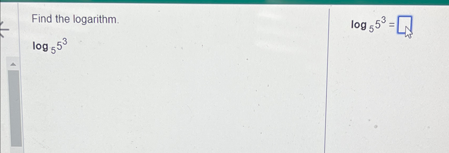 Solved Find the logarithm.log553log553= | Chegg.com