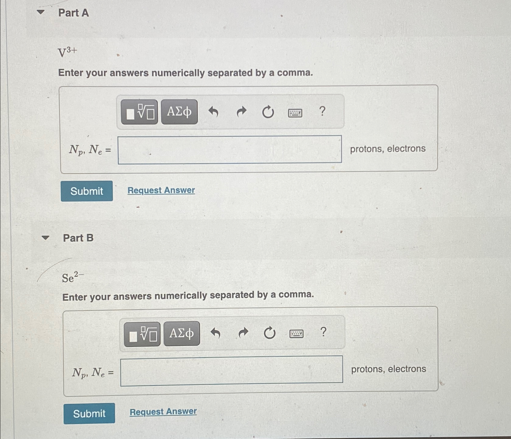 Solved Part AV3+Enter your answers numerically separated by | Chegg.com