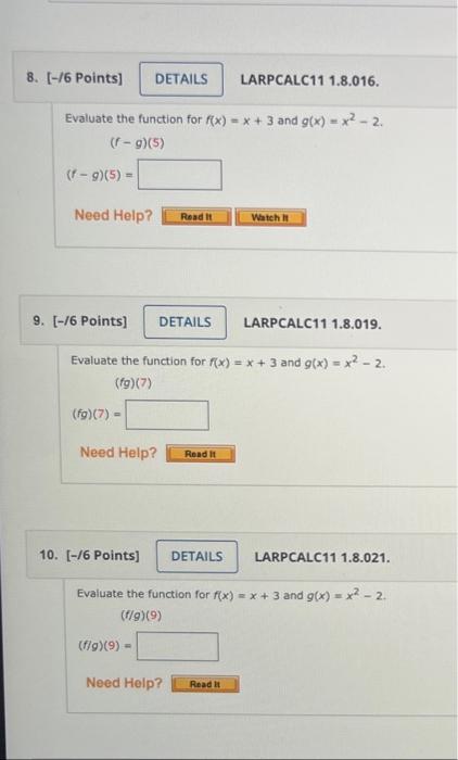 Solved 5. (-75 Points) DETAILS LARPCALC11 1.7.046.MI. Write | Chegg.com