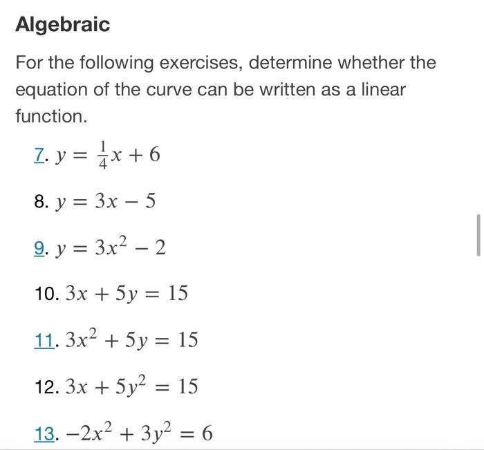 Solved Algebraic For the following exercises, determine | Chegg.com Solved Algebraic For the following exercises, determine | Chegg.com