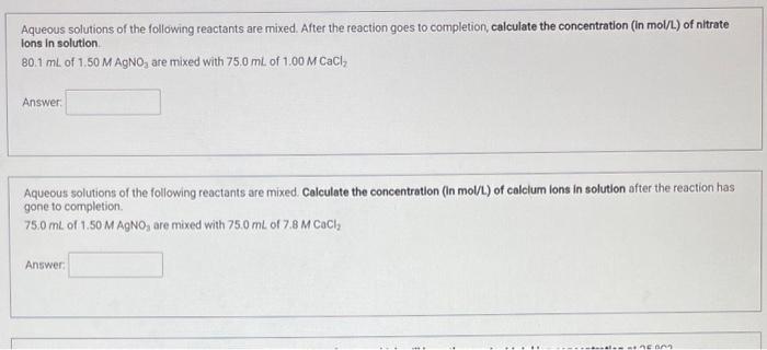 Solved Aqueous solutions of the following reactants are | Chegg.com