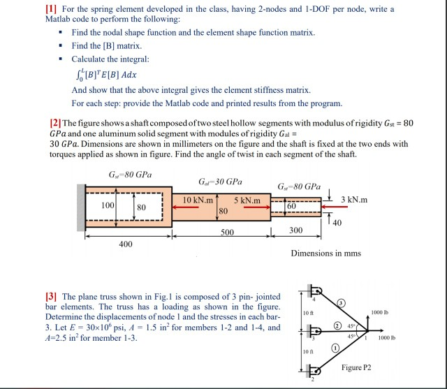 Solved [1] For the spring element developed in the class, | Chegg.com