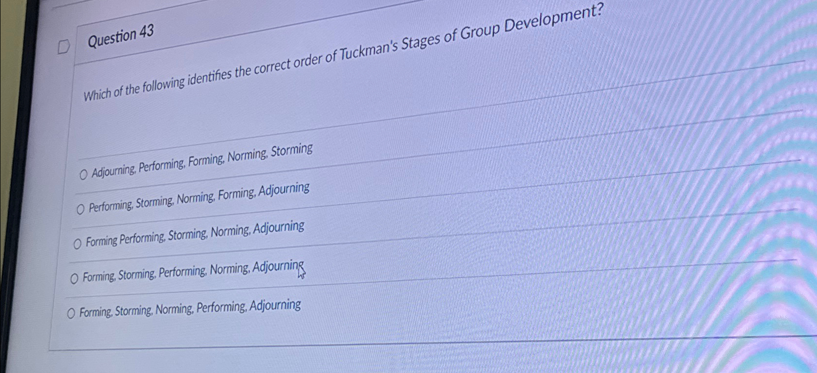 Solved Question 43Which of the following identifies the | Chegg.com