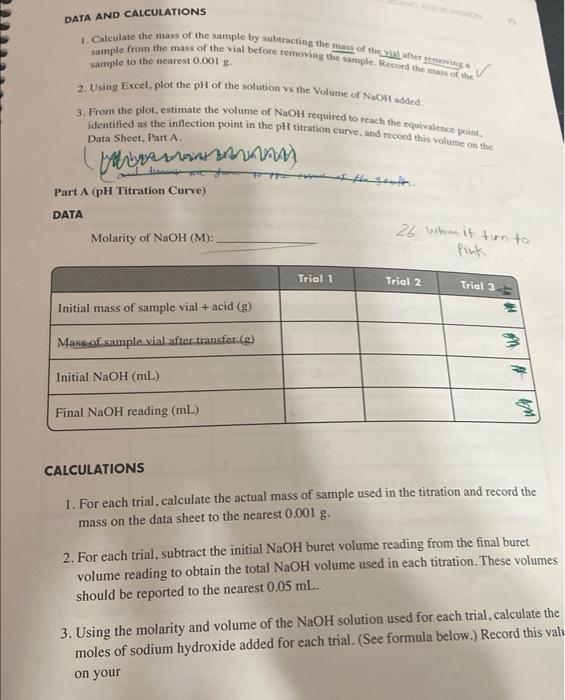 Determining the Equivalent Mass and the Molar Mass | Chegg.com