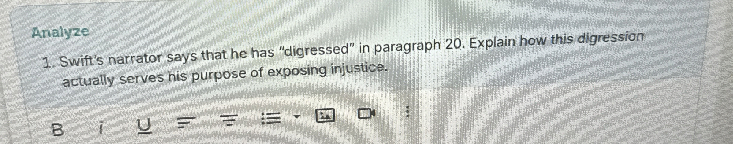High Quality SOLUTION AnalyzeSwift's narrator says that he has ...