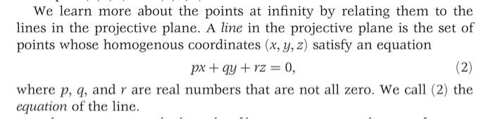 Solved We learn more about the points at infinity by | Chegg.com