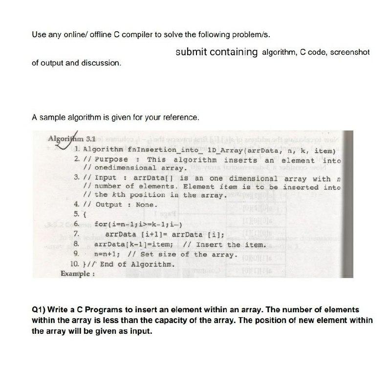Solved Use any online/offline C compiler to solve the | Chegg.com