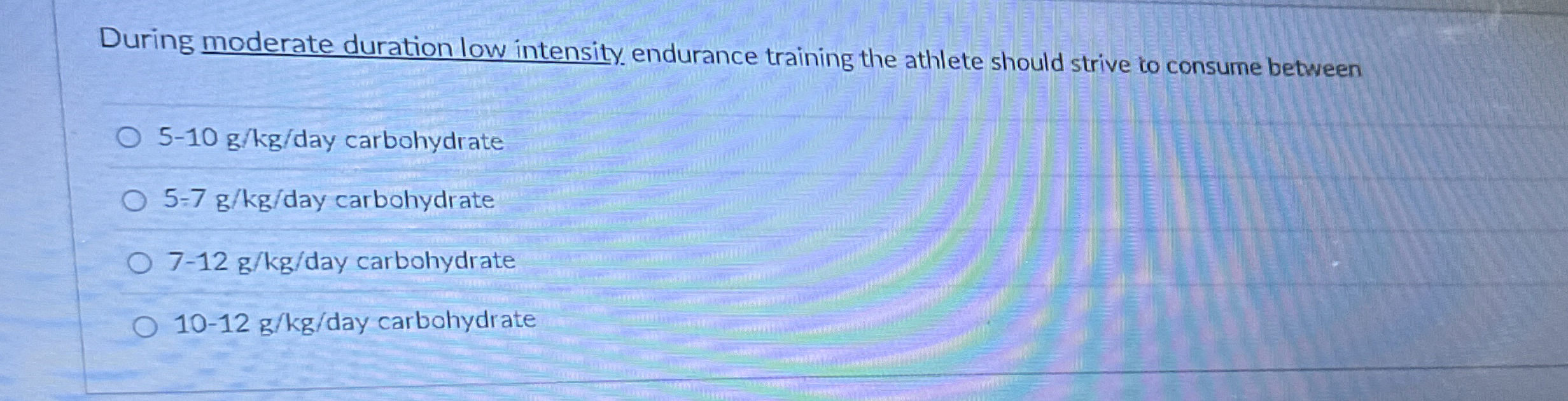 Solved During moderate duration low intensity. endurance | Chegg.com