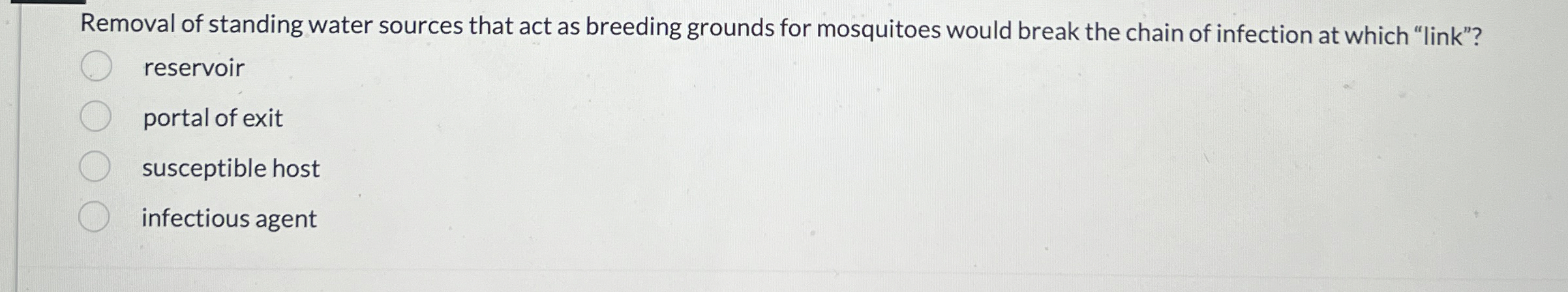 Solved Removal of standing water sources that act as | Chegg.com