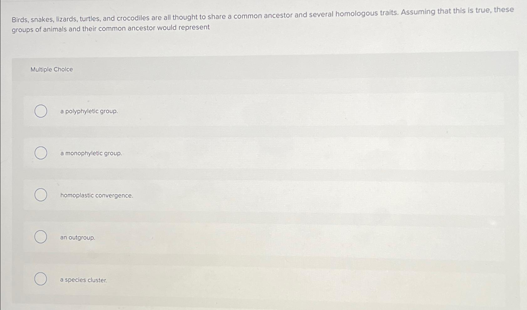 Solved Birds, snakes, lizards, turtles, and crocodiles are | Chegg.com