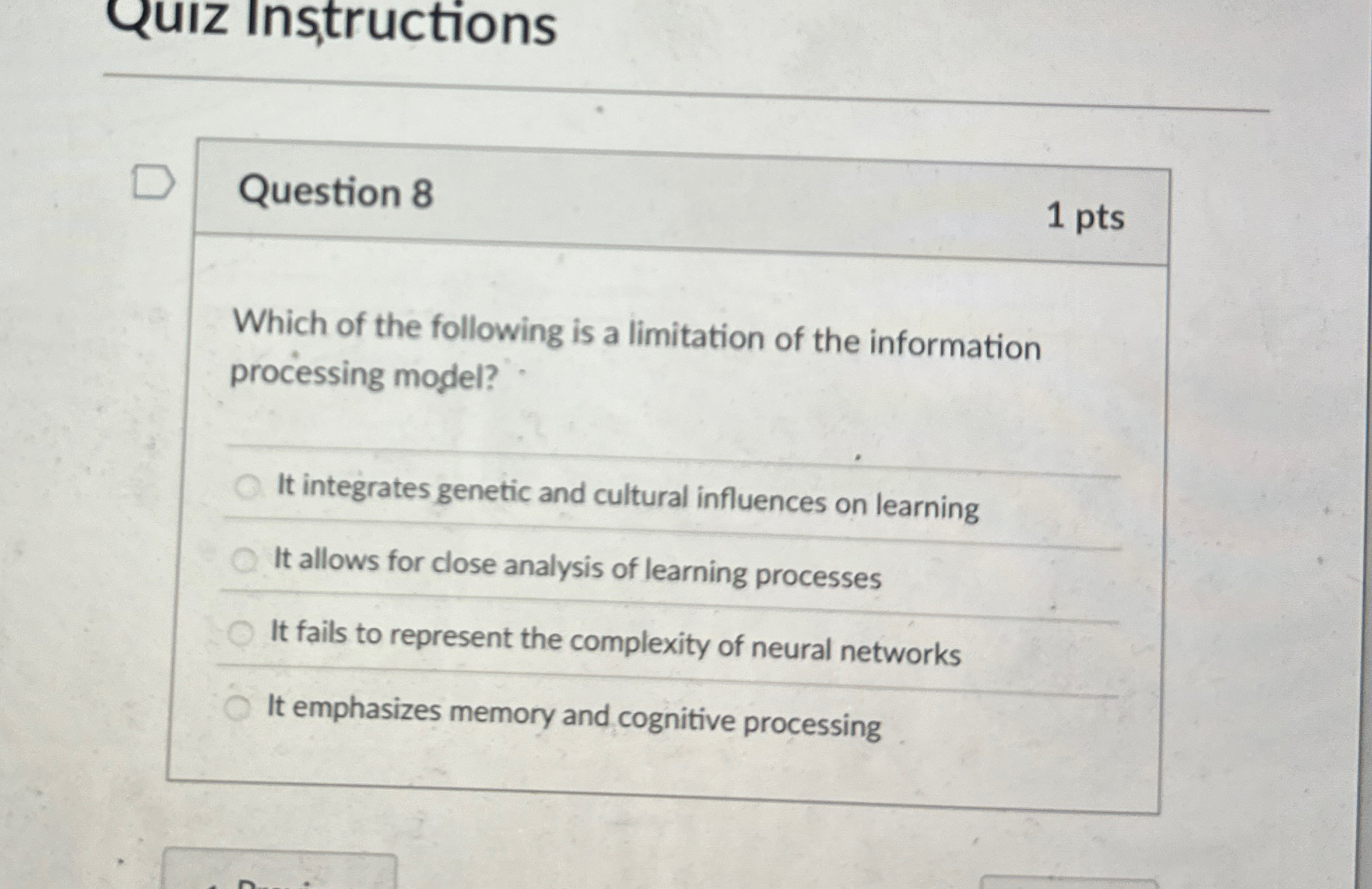 Solved Question 8Which of the following is a limitation of | Chegg.com