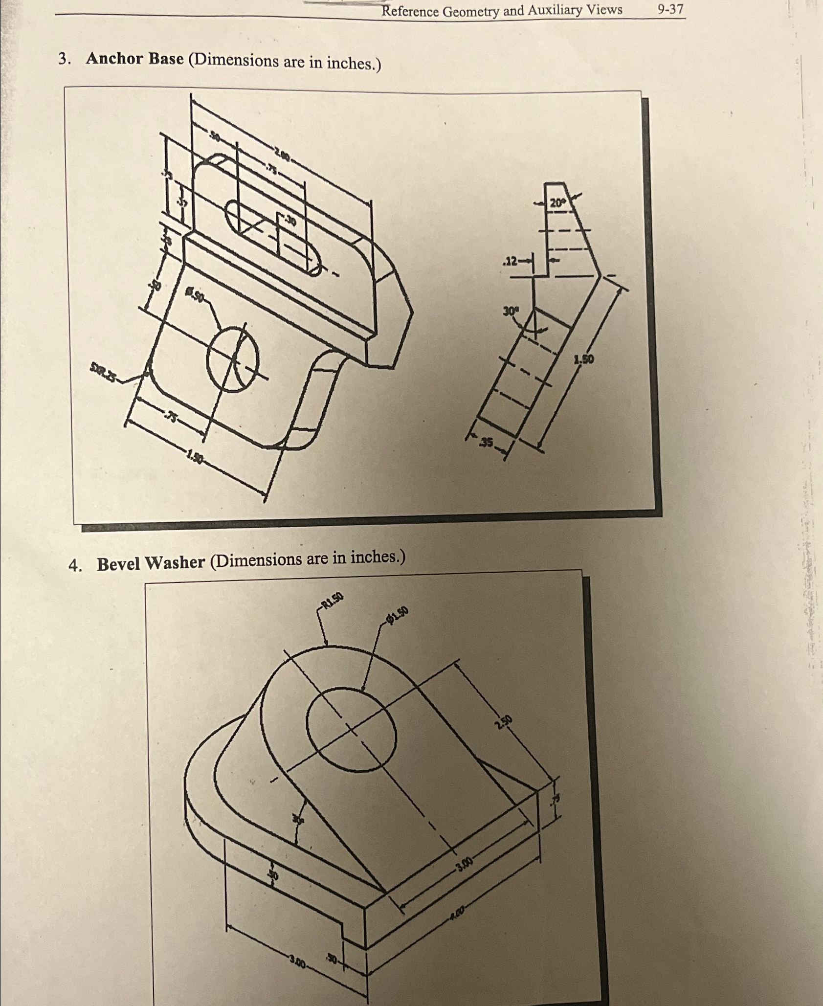 Reference Geometry and Auxiliary Views9-373. ﻿Anchor | Chegg.com