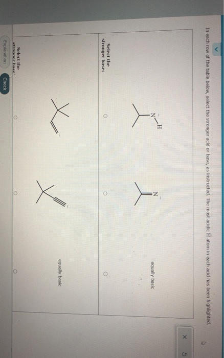 Solved In each row of the table below, select the stronger | Chegg.com