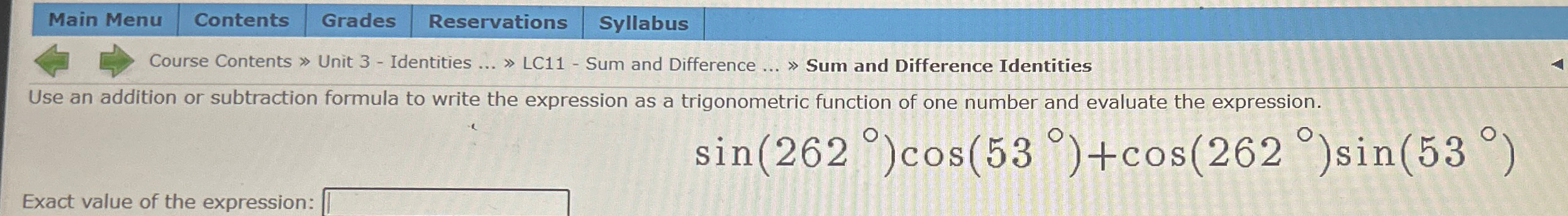 Solved Use an addition or subtraction formula to write the | Chegg.com