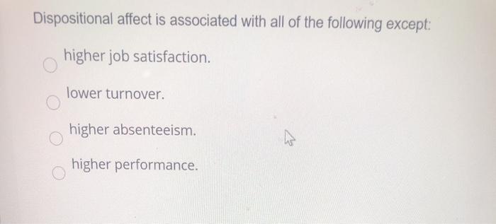 Solved Dispositional affect is associated with all of the | Chegg.com