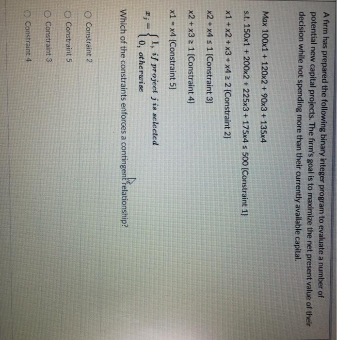 Solved A firm has prepared the following binary integer | Chegg.com