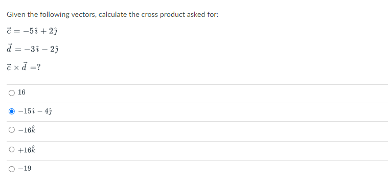 Solved Given the following vectors, calculate the cross | Chegg.com