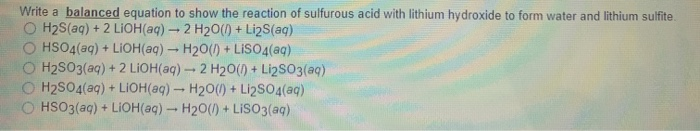 Solved Write a balanced equation to show the reaction of | Chegg.com