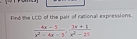 Solved Find the LCD of the pair of rational | Chegg.com