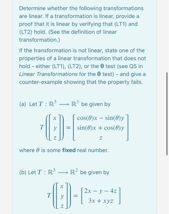 Solved Determine whether the following transformations are | Chegg.com