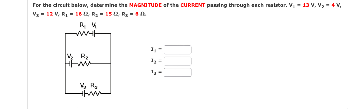 Solved For the circuit below, determine the MAGNITUDE of the | Chegg.com