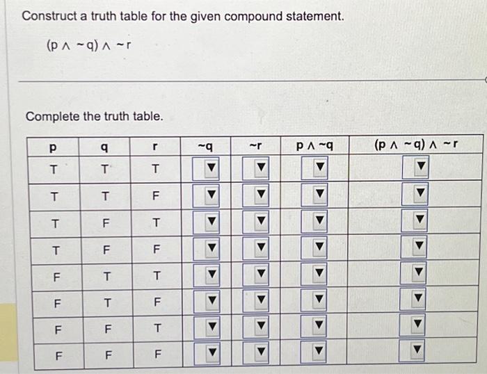 Solved Construct a truth table for the given compound | Chegg.com