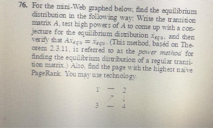 Solved 76. For the mini-Web graphed below, find the | Chegg.com