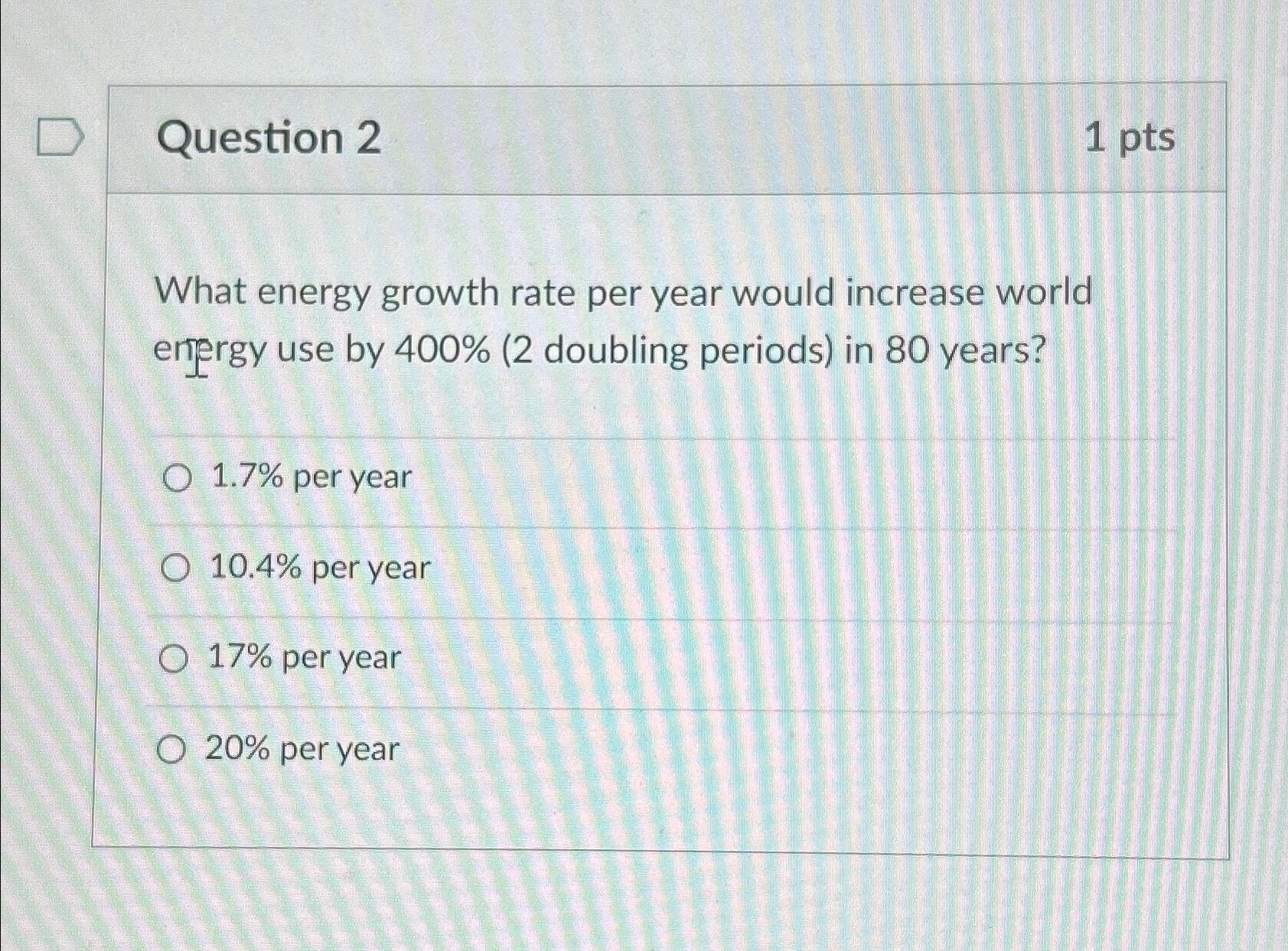 Solved Question 21 ﻿ptsWhat energy growth rate per year | Chegg.com