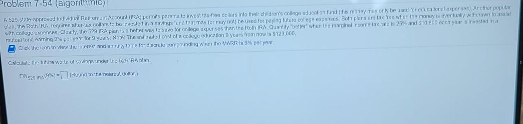 Solved Problem 7-54 (algorithmic) A529-state approved | Chegg.com