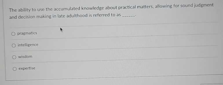 Solved The ability to use the accumulated knowledge about | Chegg.com