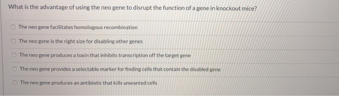 Solved What is the advantage of using the neo gene to | Chegg.com