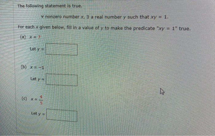 Solved The following statement is true. nonzero number x, 3 | Chegg.com