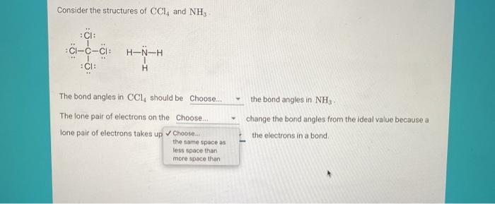 Solved Consider the structures of CCI, and NH3- C: :Cl-C-CI: | Chegg.com