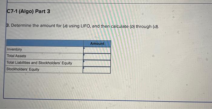 Required information C7-1 (Algo) Computing and | Chegg.com
