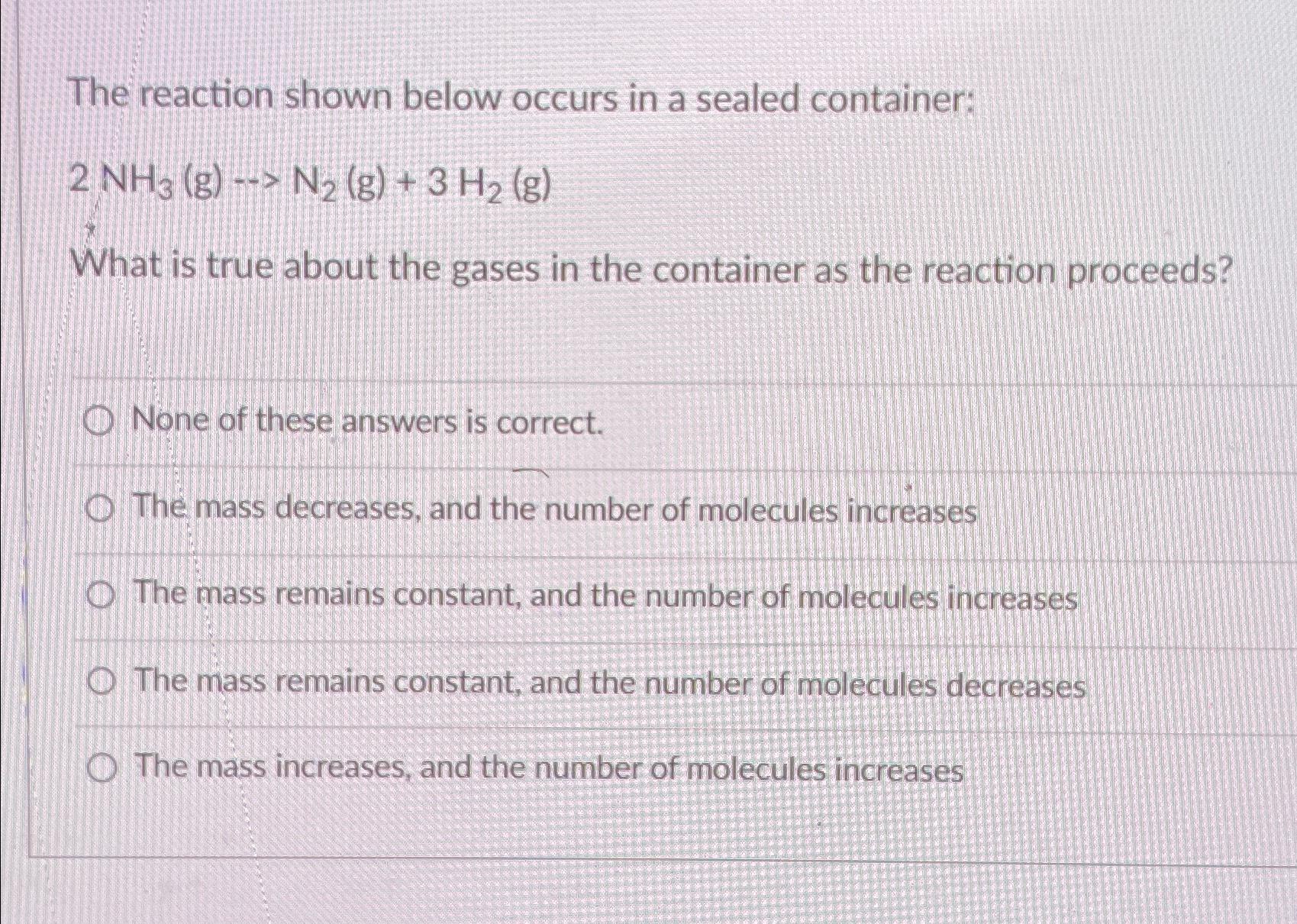 Solved The reaction shown below occurs in a sealed | Chegg.com
