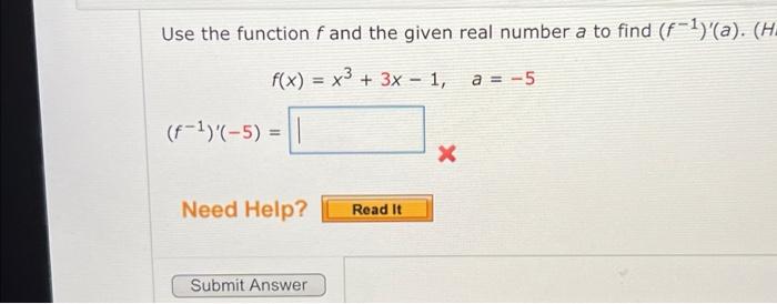 Solved Use the function f and the given real number a to | Chegg.com