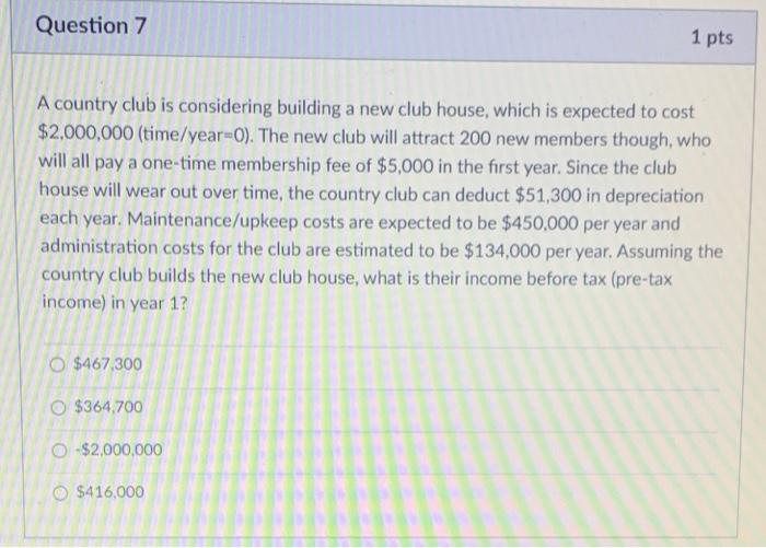 Solved Question 6 1 pts Consider the following scenario for | Chegg.com Solved Question 6 1 pts Consider the following scenario for | Chegg.com