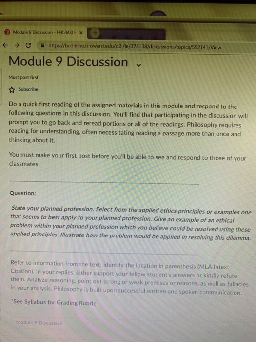 Solved BModule 9 Discussion- PHI2600 E X C | Chegg.com