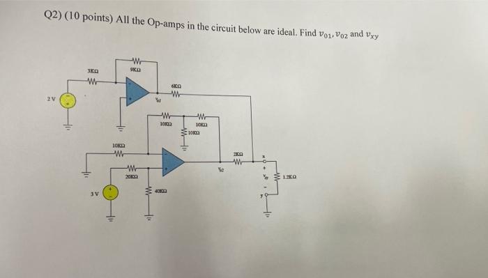 Solved Q2) (10 points) All the Op-amps in the circuit below | Chegg.com