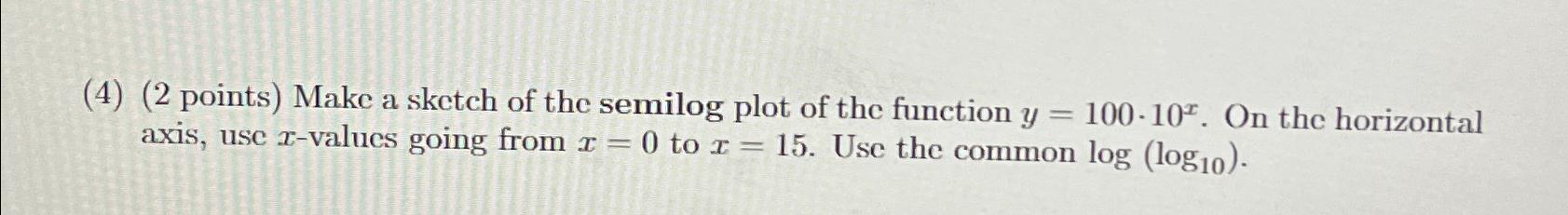 Solved (4) (2 ﻿points) ﻿Make a sketch of the semilog plot of | Chegg.com